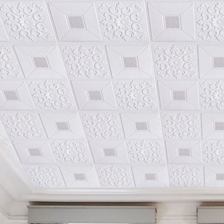 10 x Placi Tavan 3D - 70 X 70 Cm "Patratele Albe" 3mm ( COD: 73-alb )